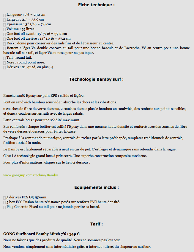 GEAR : the new Mitch 7'6 available !!! – GONG Galaxy